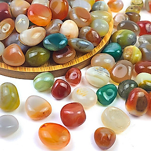 FANTIAN Natural Polished Decorative Colorful Pebbles - 2lb Colorful Agate Stones for Landscape Decoration. 0.4-0.8 Inch, Suitable for Home Decoration, DIY Handmade, Decorative Fish Tanks, Vase Filler