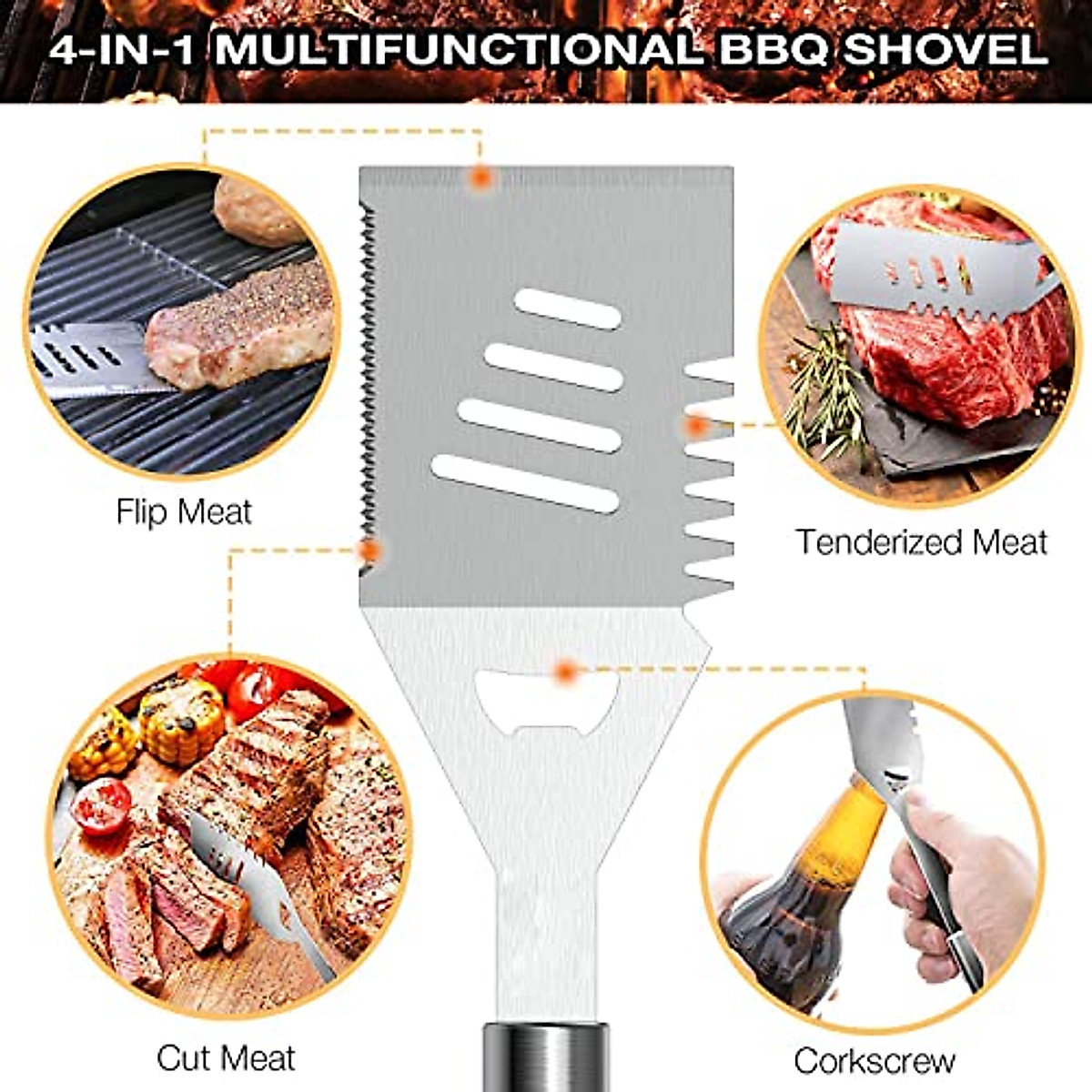 OlarHike BBQ Grill Accessories Set for Men Women, General 22PCS Grilling Accessories Set, 16 Inches Stainless Steel BBQ Tools Gifts Utensil with Spatula, Tongs, Skewers for Barbecue, Camping, Kitchen