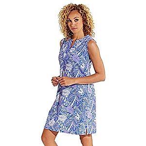 Coolibar UPF 50+ Women's Oceanside Tank Dress - Sun Protective (Large- Sailor Vista Palm)