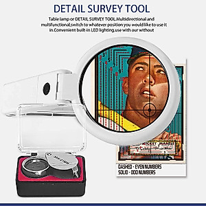 Sports Card Grading Kit Centering Tool, LED Magnifying Table Lamp for Handsfree, High Intensity Magnifying Loupe, Microfiber Cloth