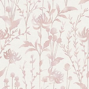 HeloHo Peel and Stick Wallpaper Pink Floral Leaf Wallpaper Self Adhesive Removable Wallpaper Waterproof Contact Paper 16.1" X 118" for Living Room Bedroom Decor