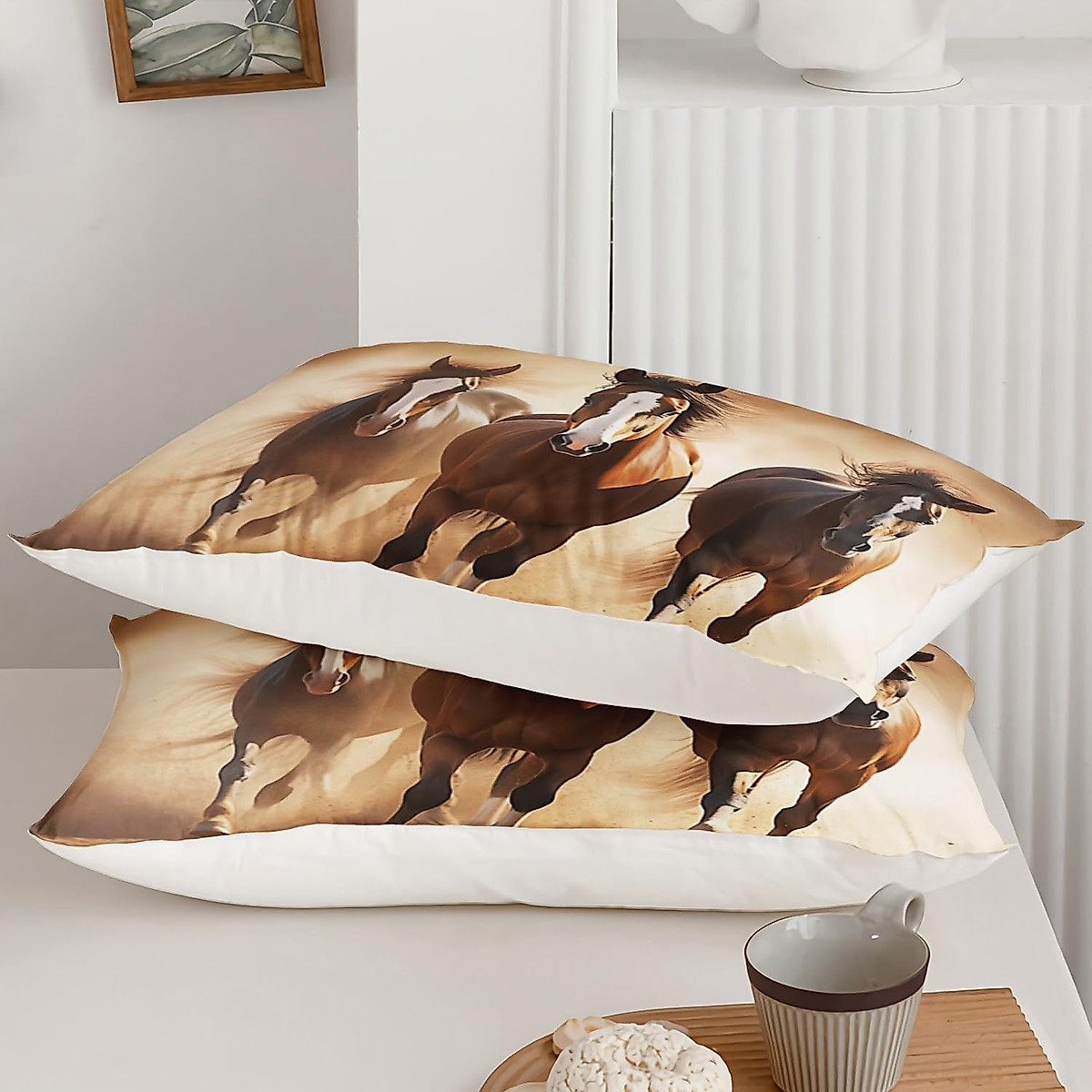 AILONEN Horse Duvet Cover Set Queen Size, Galloping Horse Comforter Cover Set for Kids Teen Boys Girls,3 Pieces Bedding 3D Printed Quilt Cover and 2 Pillowcases