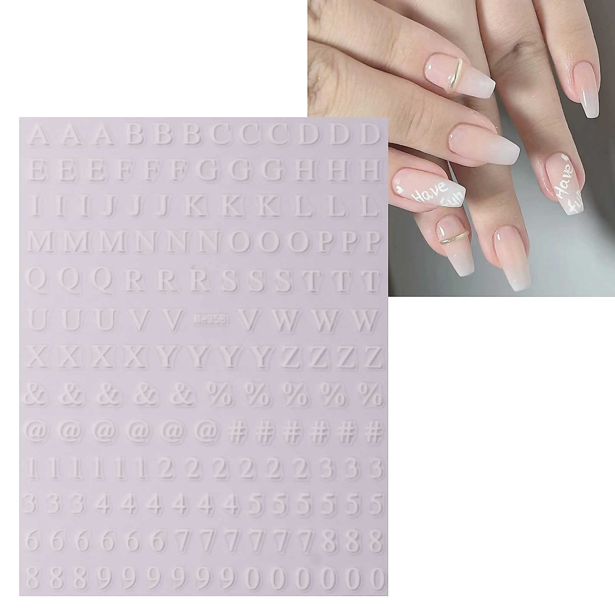 JMEOWIO 9 Sheets Number Letter Nail Art Stickers Decals Self-Adhesive Pegatinas Uñas Colorful Nail Supplies Nail Art Design Decoration Accessories