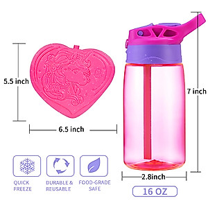 COO&KOO Unicorn Lunch Bag Lunch Box Set, Insulated Lunch Bag with 3 Compartment Bento Box Ice Pack Water Bottle Silicon Cap Spoon Salad Container for Lunch Kid's School Supplies Ideal for Age 7-15