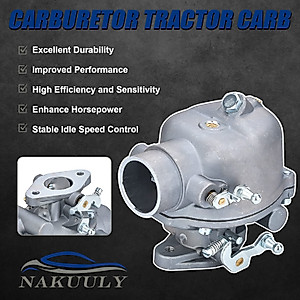 Nakuuly 8N9510C Marvel Schebler Carburetor for Ford Tractor with Gasket and Bolts Compatible with Ford Tractor 2N 8N 9N 1939-1952 Heavy Duty Replaces # TSX33 TSX-241B TSX241B 9N9510A