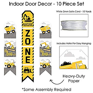 Big Dot of Happiness Dig It - Construction Party Zone - Hanging Vertical Paper Door Banners - Baby Shower or Birthday Party Wall Decoration Kit - Indoor Door Decor