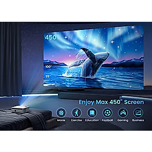 4K Projector with 5G WiFi and Bluetooth, ACROJOY 480 ANSI 15000L Native 1080P Projector 4K Support, Portable Mini Projector with 120'' Screen for Outdoor Movie Home Compatible w/HDMI/USB/TV Stick/PS5