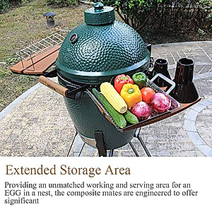 KAMaster 2 Slats Folding Side Shelves with 29 in Grill Full Cover，for Large Big Green Egg