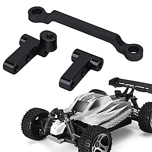 Woyisisi RC Steering Assembly, Aluminum Alloy Steering Assembly Kit Accessory Fit for WL A959 A979 A969 1/18 RC Car(Black)
