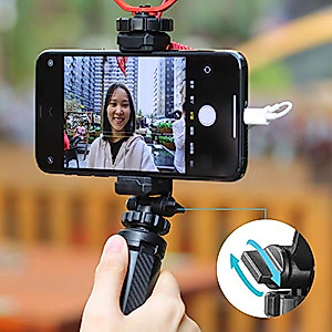 ULANZI Universal Phone Tripod Mount with Cold Shoe Mount, Rotates and Adjustable Clamp Holder Smartphone Clip Adapter for iPhone 11 Pro Max X XR Xs Max 8 7 Plus Samsung Galaxy s10 s9 Note10 Google