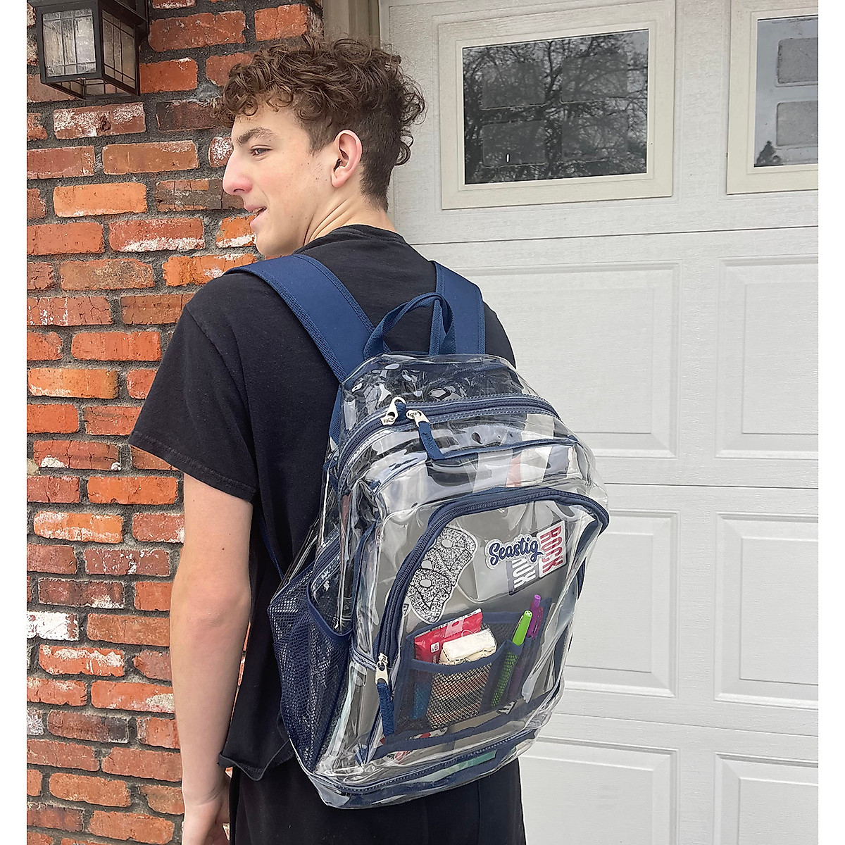 seastig Clear Backpack Heavy Duty TPU Transparent Bag Clear Bag Stadium Approved See Through Backpack for School, Work, College