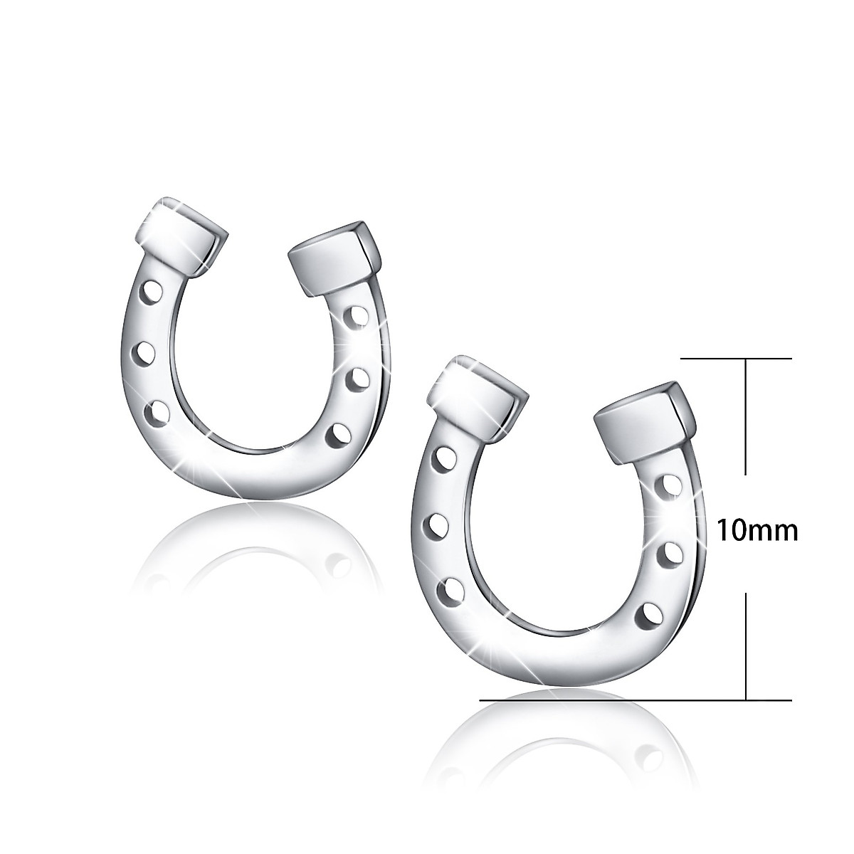 925 Sterling Silver Lucky Horseshoe Stud Earrings for Women