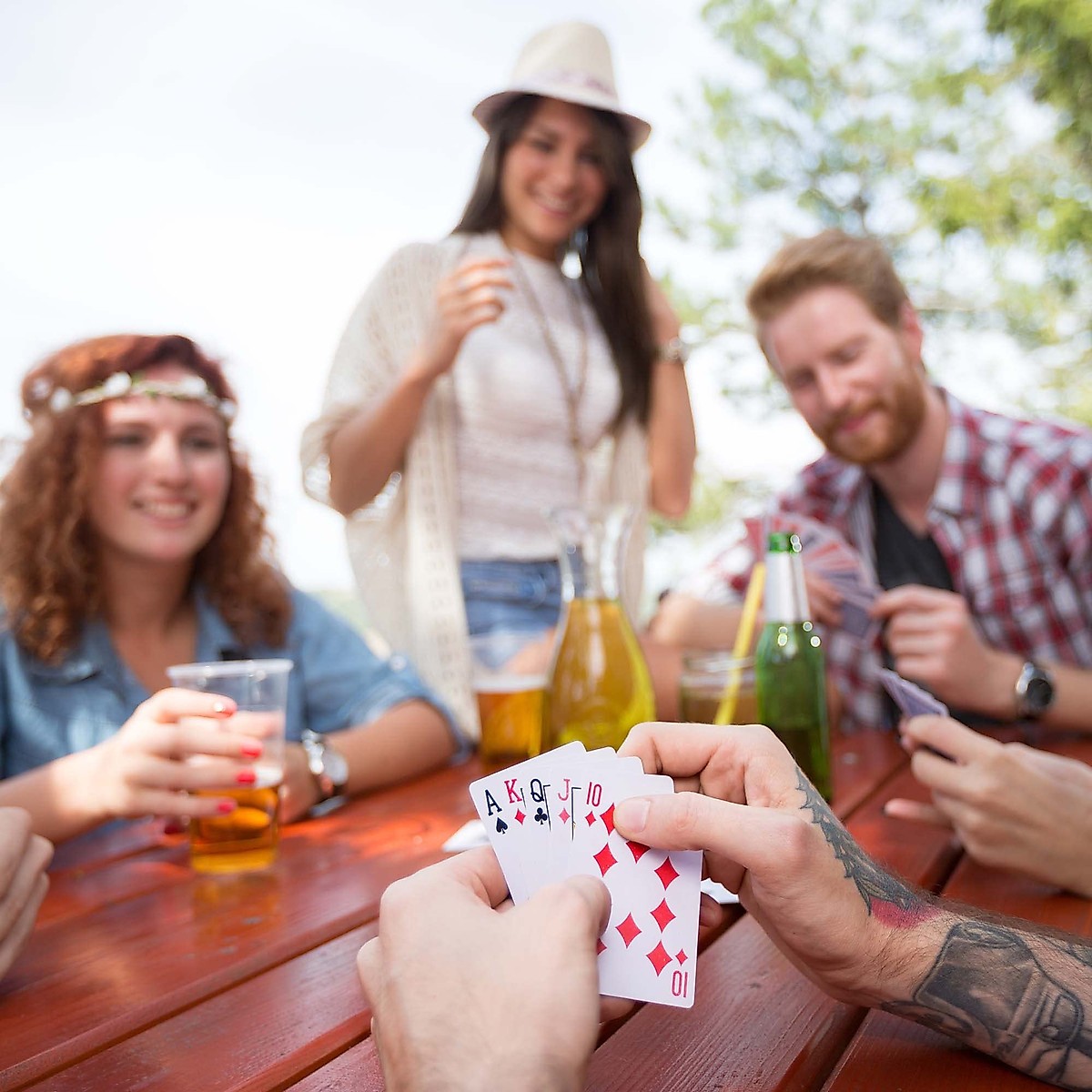 Neasyth Waterproof Plastic Playing Cards,Decks of Cards 2 Pack, for Magic Props, Pool Beach Water Card Games (Size:3.43inch*2.24inch)