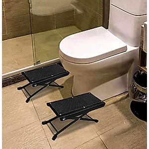 FIGO One Pair Folding Squatting Stool | Multi-Function Foldable 7-9" Height Squatting Toilet Step Stool | Multi-Function Toilet Stool Portable Step for Home Bathroom (Black)