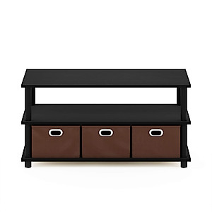 FURINNO Turn-N-Tube Coffee Table, 31.22D x 15.5W x 15.8H in, Black Oak/Black/Brown