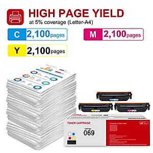 3 Pack 069 C/M/Y Toner Cartridge Compatible 5093C001 5091C001 5092C001 Toner Cartridge Replacement for Canon imageCLASS LBP673Cdw LBP674Cx LBP674Cdw MF752Cdw MF753Cdw MF751Cdw MF756Cx Printer