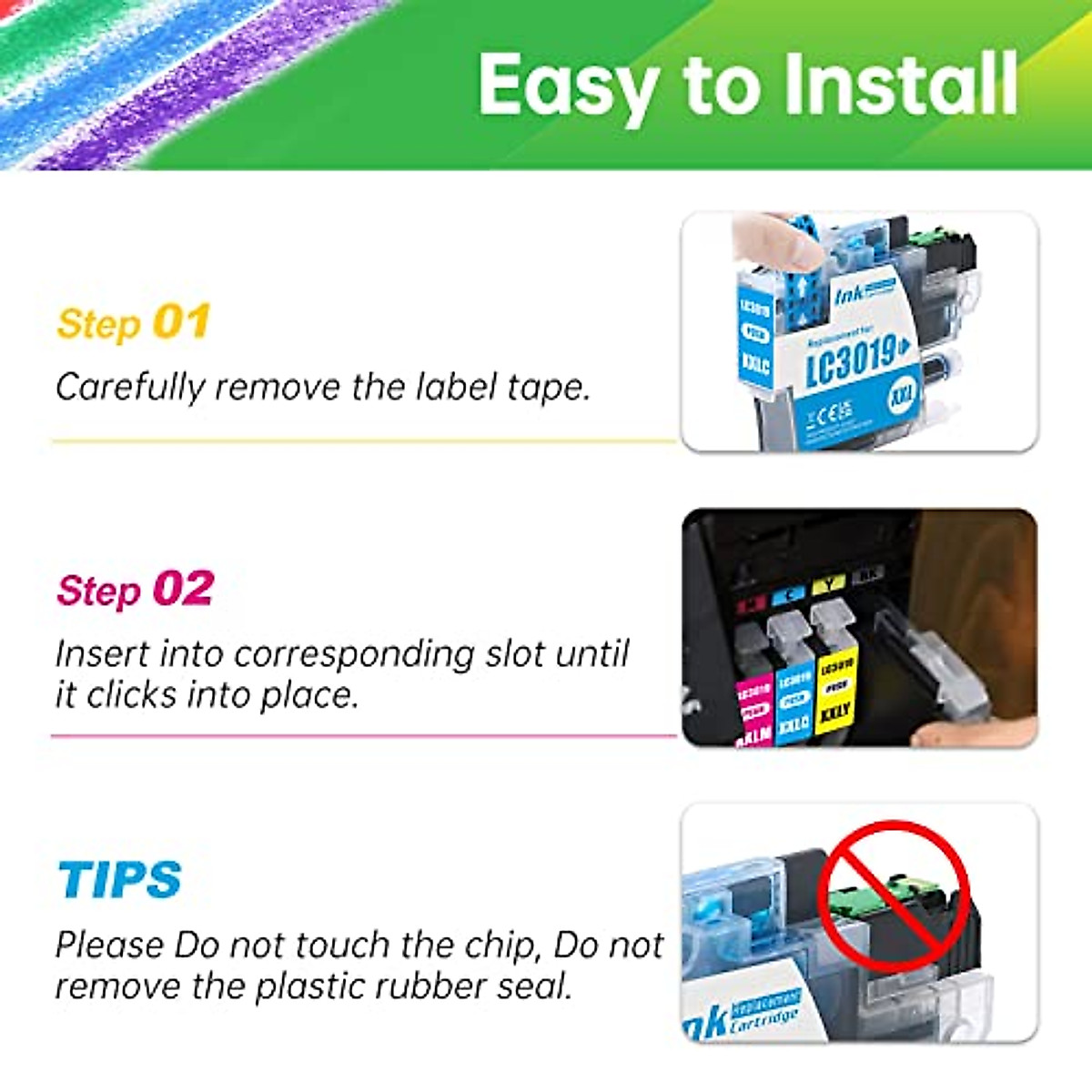 EXCERCUS Compatible LC3019 XXL Ink Cartridges Replacement Work for Brother MFC-J6530DW MFC-J6930DW MFC-J6730DW MFC-J5330DW Printer 3-Pack (1LC3019C, 1LC3019M, 1LC3019Y)