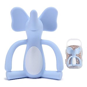 AnjeeIOT Baby Teething Toys, Food Grade Liquid Silicone Baby Teether (Blue)