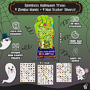 Halloween Nail Stickers+ Cards Non Candy Halloween Party Favors for Girls Treats Bulk, Halloween Goody Bag Stuffers, Halloween Birthday Girl Party Gifts Prizes Trick Girly Halloween Party Supplies
