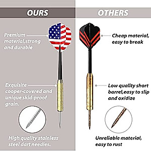 Ohuhu Steel Tip Darts, Professional Metal Darts with National Flag Flights (4 Styles) - Dart Metal Tip Set, 12 Pcs Metal Dart, Darts for Dartboard with 3 Free PVC Dart Rods