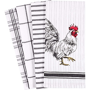KAF Home Pantry Rooster Kitchen Dish Towel 18 x 28-inch Set of 4