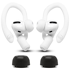 WC HookZ + WC TipZ - Over Ear Hooks and Memory Foam Tips Combo for Airpods Pro by Wicked Cushions | White & Black