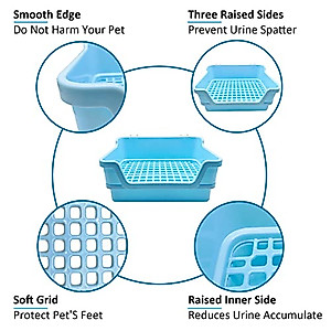 BNOSDM Large Rabbit Litter Box Deep Rabbit Toilet Bunny Potty Training Litter Box with Tray Corner Small Animal Litter Pan for Adult Rabbits Chinchillas Ferrets Galesaurs (White)