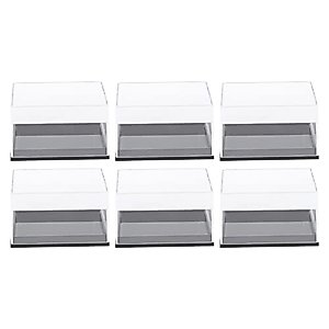 Cabilock 6pcs Transparent Plastic Boxes Natural Rough Mineral Specimen Display Cases Countertop Boxes Cube Transparent Display Boxes Pop Figures Display Collectibles Mineral Specimen
