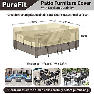 PureFit Patio Furniture Covers, Outdoor Table Furniture Cover Waterproof Canvas Rectangle, 650D Patio Covers for Outdoor Furniture, Lawn, Deck, Backyard, Anti-fade & Tear Resistant, 74"L x 47"W x 28"H