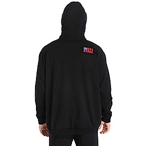 LRD Fleece Hoodie with Mask for Men Built in Gaiter Tactical Fishing Sweatshirt Black - L