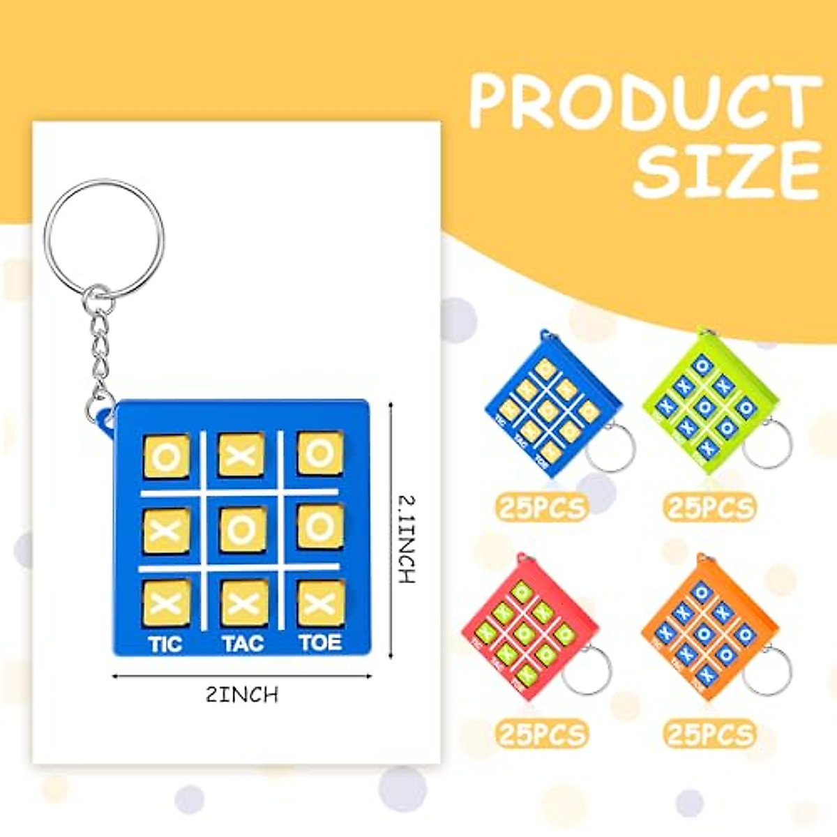 Hicarer Valentines Tic Tac Toe Keychain for Kids Ages 8-12 Party Favors Plastic Keyholders Game for Goodie Bags Mini Backpack Birthday Party(Red, Blue, Orange, Green,32 Pcs)