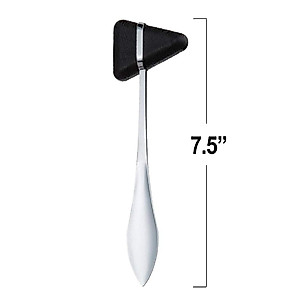EMI Taylor Tomahawk Percussion Medical Reflex Hammer 7 1/2" with Chrome Plated Handle, Stainless Steel Construction - Precision Reflex Testing Tool for Medical Professionals - Black