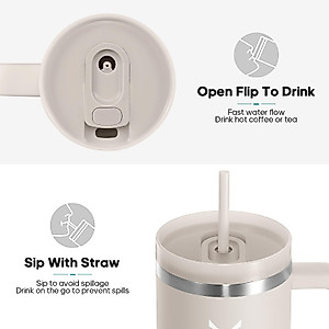 Gedux 40oz Tumbler With Handle, 2-IN-1 Leak Proof Lid (Straw/Flip), Insulated Water Bottle, Stainless Steel Tumbler with Non-Slip Silicone, Wide Mouth Travel Mug Cupholder Friendly Dishwasher Safe