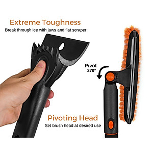 Snow MOOver 39" Extendable Snow Brush with Detachable Ice Scraper | 11" Wide Squeegee & Bristle Head | Lightweight Aluminum Body with Ergonomic Grip | No Scratch Winter Cleaning Tool for Cars & SUVs