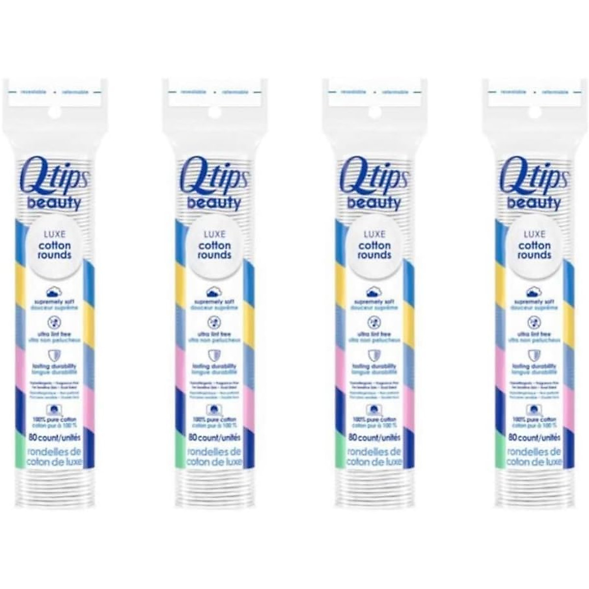 Q-tips Beauty Cotton Rounds, 80 Count (Pack of 4)