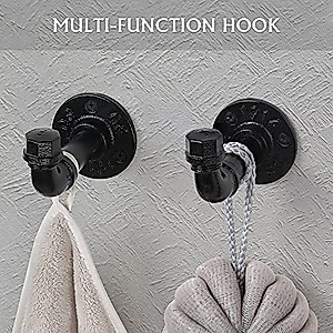 Bathroom Hardware Fixture Set Industrial Towel Bar Sets with Paper Towel Rack Wall Mount Hand Towel Holder Roll Ring Toilet Paper Holder and Pipe Robe Towel Holder Hanger for Farmhouse Home, 7 Pieces