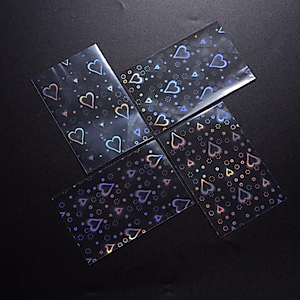Black Lotus 100 PCS Top Loading Sweet Heart Shaped Holographic Photo Card Sleeves, Cute Foil Holo Shinny Card Protector for Kpop/Idol/TCG/CCG Standard Sized/Japanese Sized Cards Cover (65x90mm)