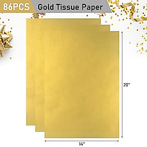 Koogel 86 Sheets Gold Metallic Tissue Paper, 20 x 14 Inch Tissue Paper for Gift Bags Gift Wrapping Tissue Paper for DIY Crafts Wedding Birthday Christmas