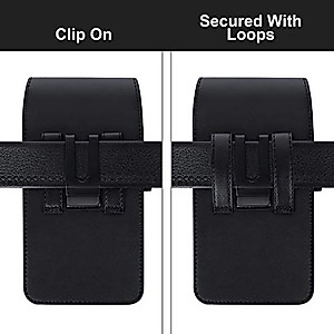 Mopaclle Phone Holster for Apple iPhone 14 Pro Max 14 Plus 13 Pro Max 8 Plus 7 Plus Belt Clip Case, Leather Cell Phone Belt Holder Pouch for Galaxy S23 Plus S8+ S9+S21 FE A73 5G A33 A12 A32 A03s