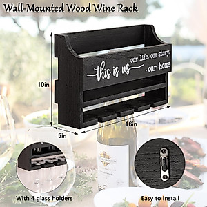 AOAOPQ Floating Shelves for Wall Mounted with This is Us Stem Glass Holder Hanging Wine Holder Wine Bathroom Shelf Bedroom Kitchen Farmhouse Small Wine Racks Shelf Wash White