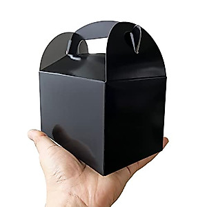 HKLMRO 35 PCS Party Treat Boxes Black Candy Cookies Gift Box DIY Portable Favor Bags Snack Goodie Cardboard Gable Perfect for Kids Birthday Halloween Wedding Baby Shower Easter Supplies Decoration