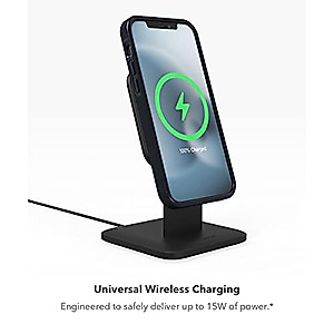 mophie - 15W Wireless Charging Stand Compatible with snap and MagSafe for Smartphones, iPhone, Google Pixel, Samsung Galaxy, Qi-Enabled Devices