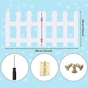 Christmas Wooden Picket Fence Wood Christmas Tree Fence Decoration Snowman Flexible Mini Fence Indoor Garden Decoration Fence for Holiday Office Home Wedding Party Decor (Classic Style, 4 Pieces)