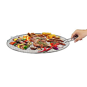 Tiga Grill Grate for Solo Stove Bonfire, Upgrade Stainless Steel Solid Cooking Grates Replacement Parts for 19in Fire Pit, Outdoor Charcoal Grill Cooking Grate with Handle