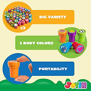 100 Pcs Assorted Stamps for Kids Self-ink Stamps (50 DIFFERENT Designs, Dinosaur, Zoo Safari Stampers) for Party Favor, Carnival Prizes, School, Easter Egg Stuffers, Halloween, Christmas