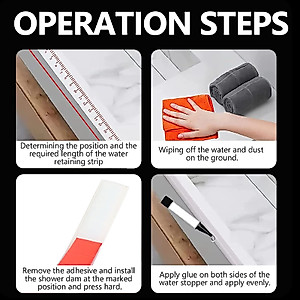 Raycity Collapsible Shower Threshold Water Dam Barrier,Shower Door and Kitchen Water Strip Dam Shower Guard for Dry And Wet Separation Caulk Seal Strip Edge Trim(39Inches/Transparent)