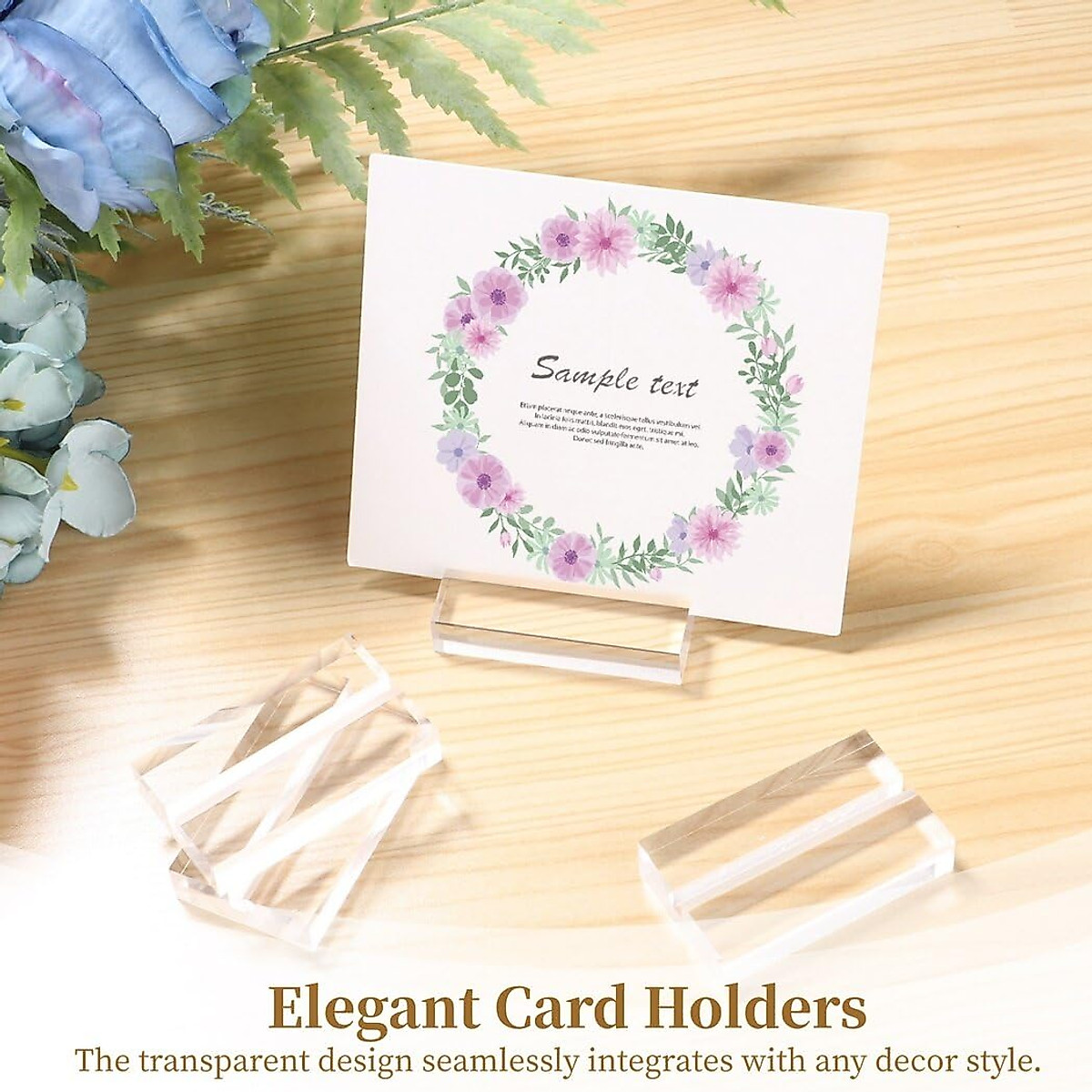 Lnrueg 40 Pcs Acrylic Place Card Holders, Transparent Sign Holders, Menu Holders with Card Slot, Table Numbers Display Stands for Wedding Party Banquet Meeting