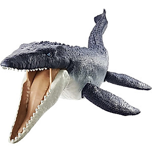 Mattel Jurassic World Dominion Ocean Protector Mosasaurus Dinosaur Action Figure from 1 Pound of Recycled Plastic, Movable Joints, Toy Gift with Physical and Digital Play