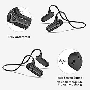 WESADN Bone Conduction Headphones Bluetooth Wireless Open Ear Headphones Build in Microphone Stereo Sport Workout Headset Earphones for Running Cycling Hiking Driving for iPhone Android F1 Black