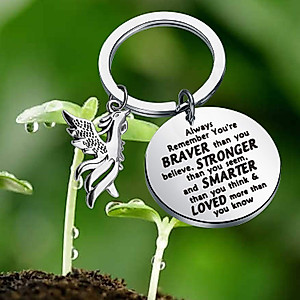 BAUNA Phoenix Keychain Rising Phoenix Bird Pendant Always Remember You’re Braver Than You Believe Inspiration Jewelry Gift for Phoenix Lovers Graduates (Phoenix Keychain)